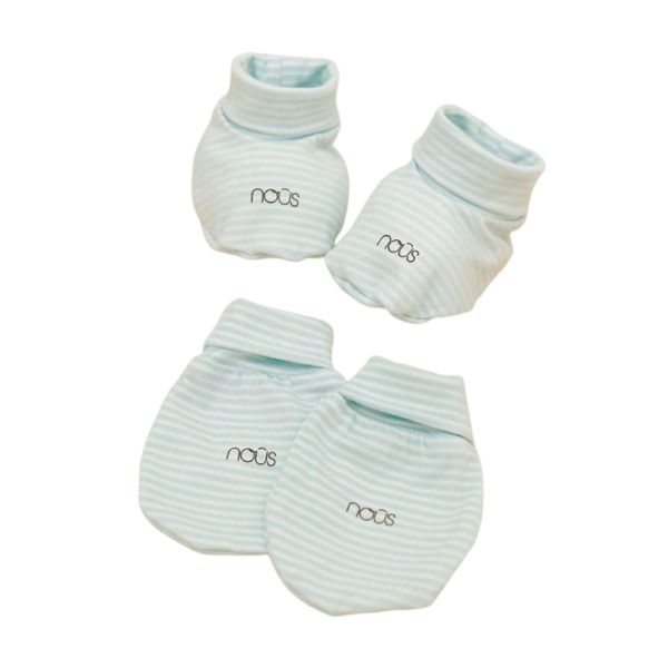 Set bao chân bao tay Nous kẻ xanh trắng| snbshop.vn – Soc&Brothers