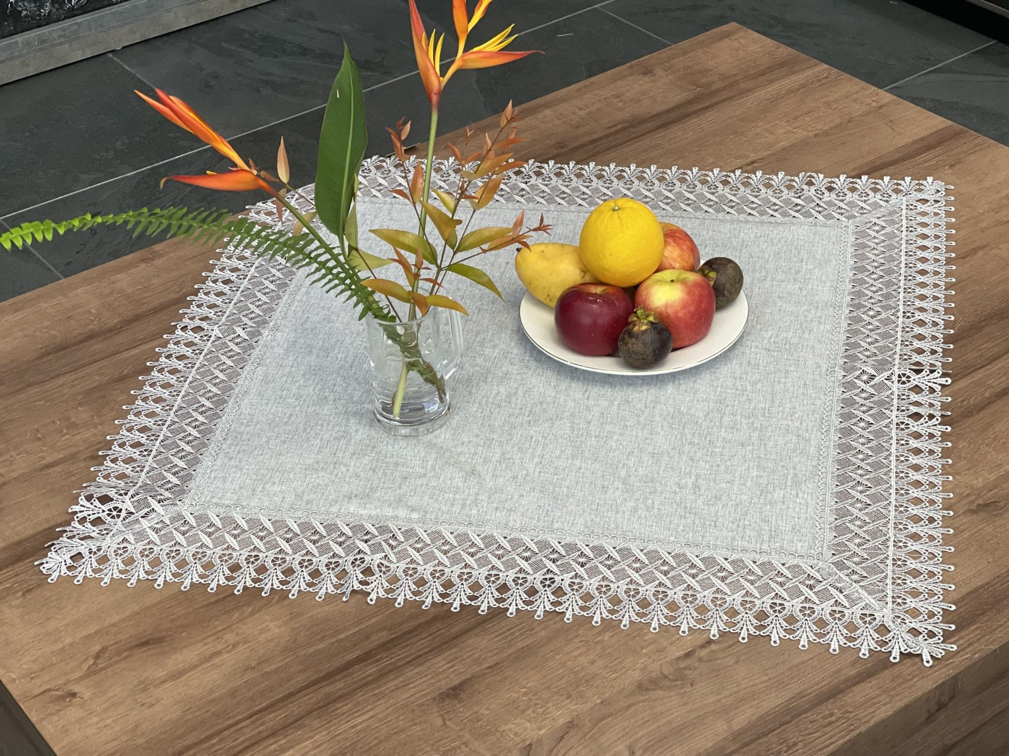 Khăn trải bàn trà hình vuông Linen phối ren 85x85 - DA555 – Khăn trải ...