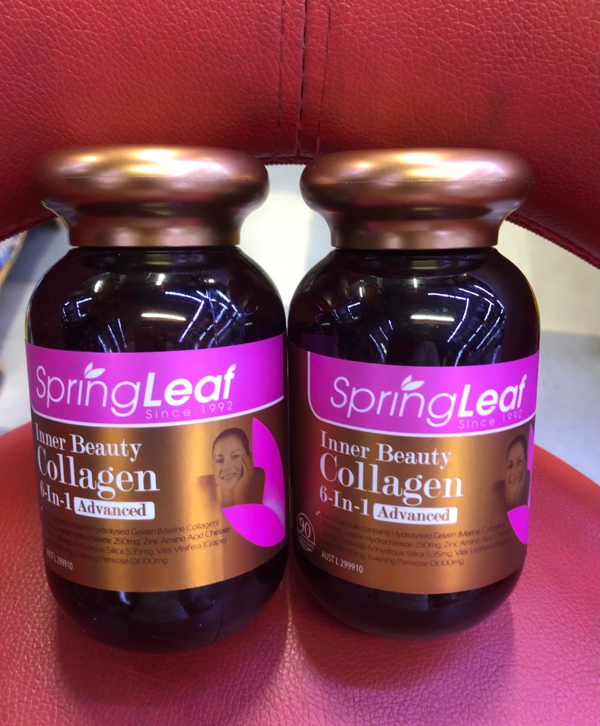 Viên uống Collagen 6 in 1 Spring Leaf Inner Beauty hộp 90 viên của ÚC.