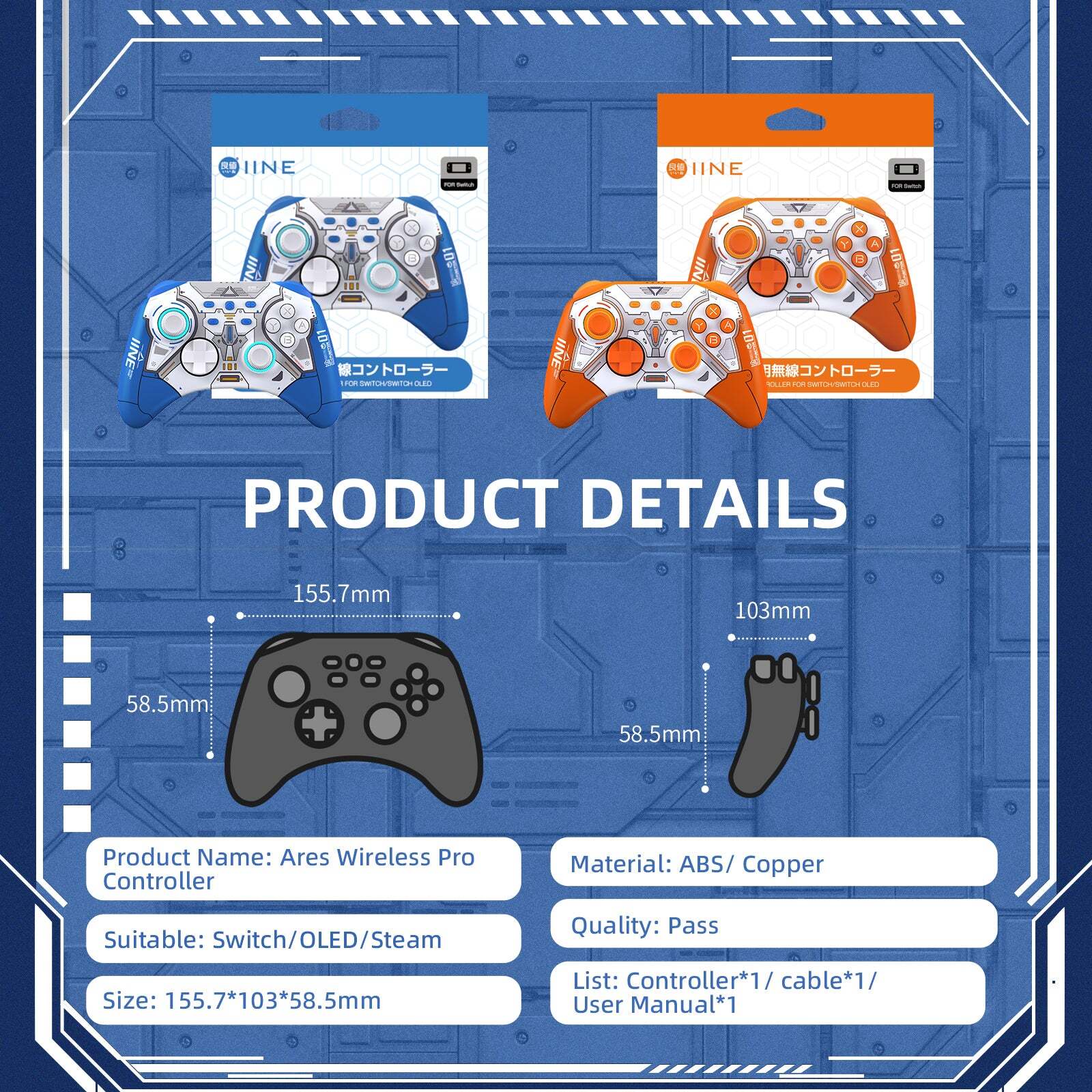 Tay cầm không dây Mecha Orange cho Nintendo Switch IINE L787