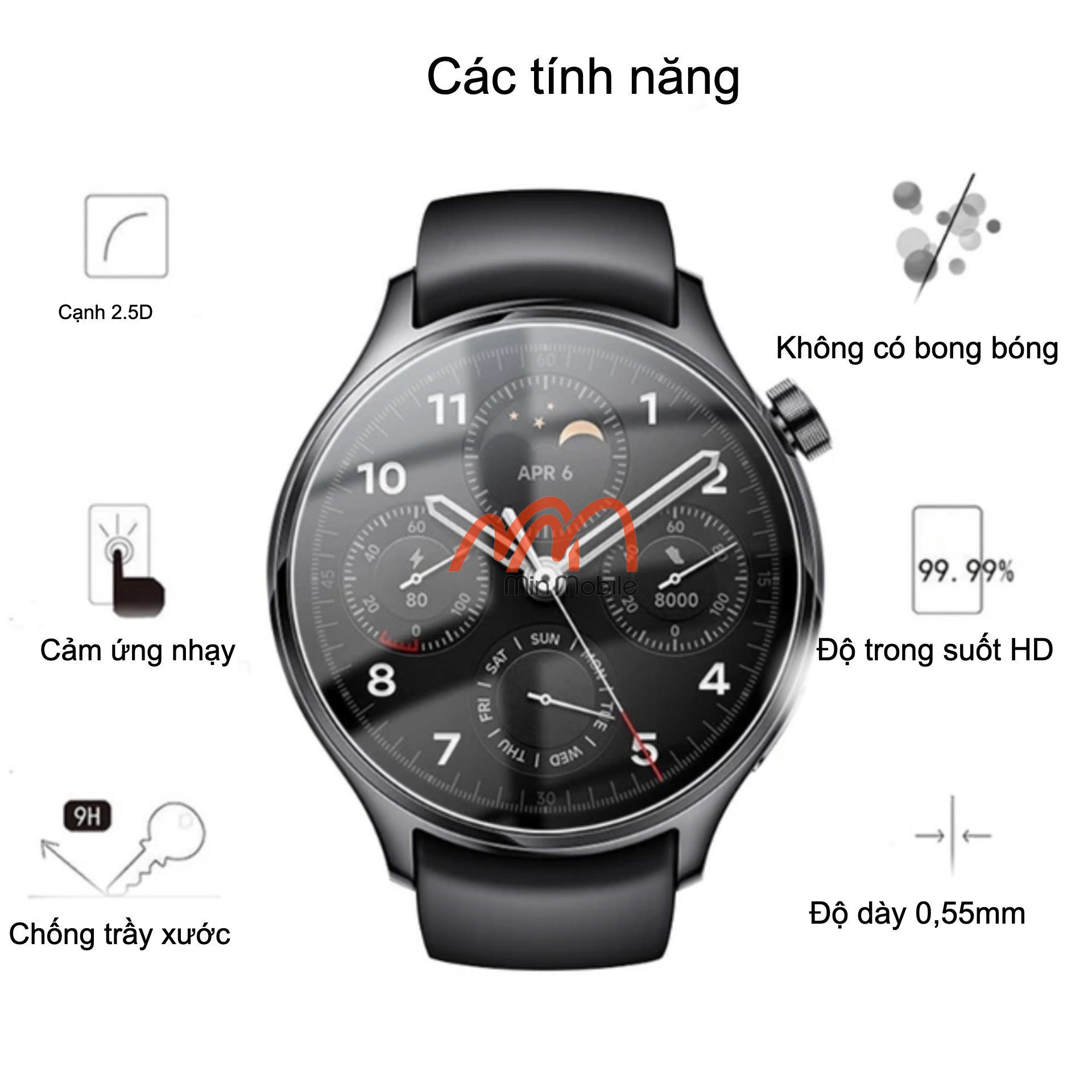 Kính Cường Lực Xiaomi Watch S1 Pro – Min Mobile