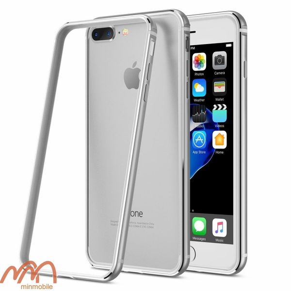 Ốp lưng iPhone 8 Plus lưng kính viền kim loại – Min Mobile