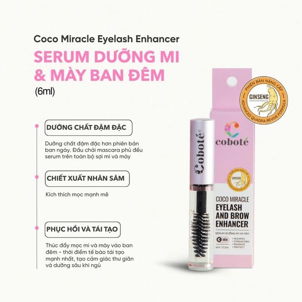 Serum Dưỡng Dài Mi & Mày Ban Đêm 6ml – Coco Miracle Eyelash & Brow Enh
