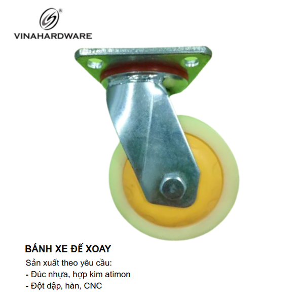 Bánh xe màu vàng đế xoay Vinahardware
