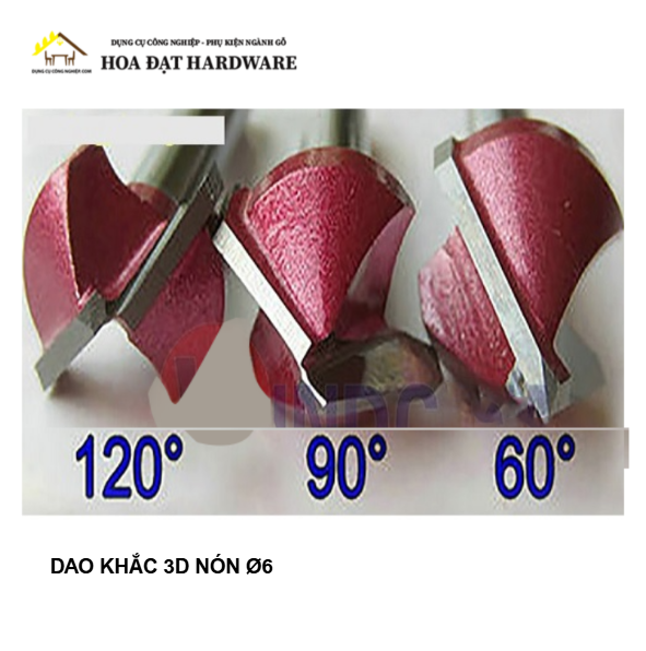 Dao khắc 3D nón Ø6 (22mm*120độ)