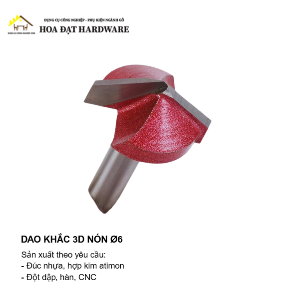 Dao khắc 3D nón Ø6 (22mm*120độ)