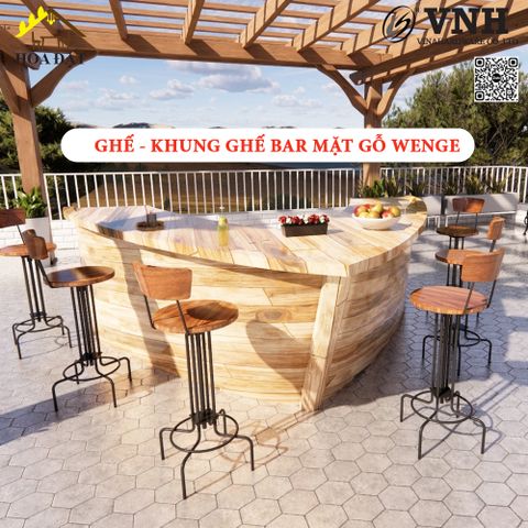 Bộ bàn ghế quầy bar, sơn đen tĩnh điện - VNH023003