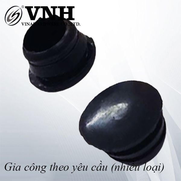 Nút bít màu đen Vinahardware, 2 sọc gân, phi 10 WC010B