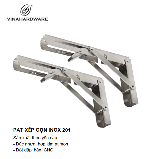 Pat ( bas) xếp gọn inox 201 Vinahardware loại 300mm (12 inch) - Giá đỡ