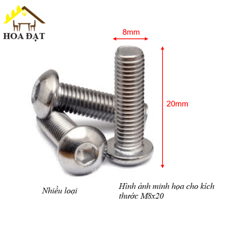 Bulong đầu mo M8 Vinahardware, inox 201