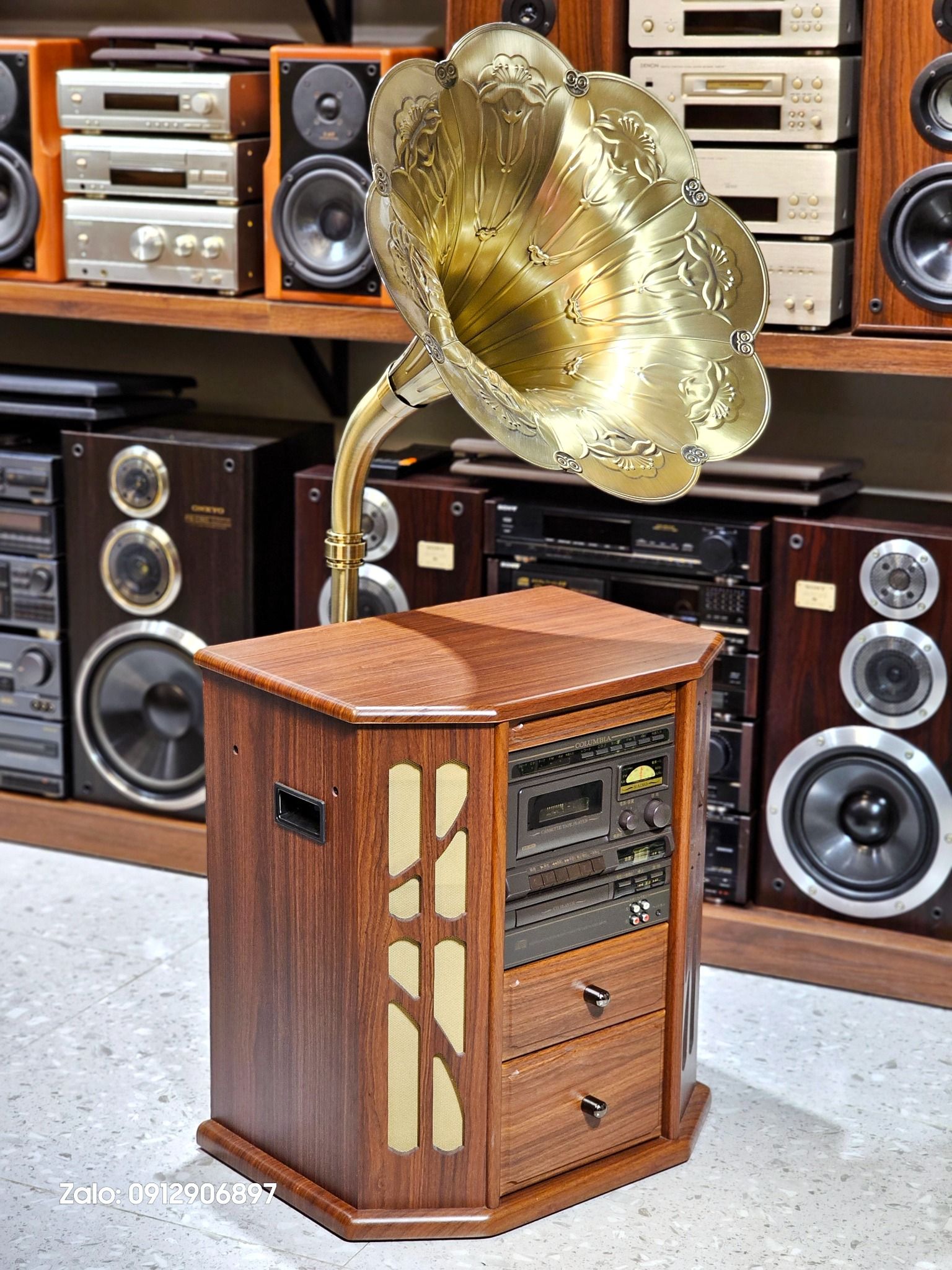 Tủ đài đĩa than loa kèn COLUMBIA GP70 đời cuối đáng sưu tầm – Dàn Nội Địa Nhật & Đĩa CD Gốc