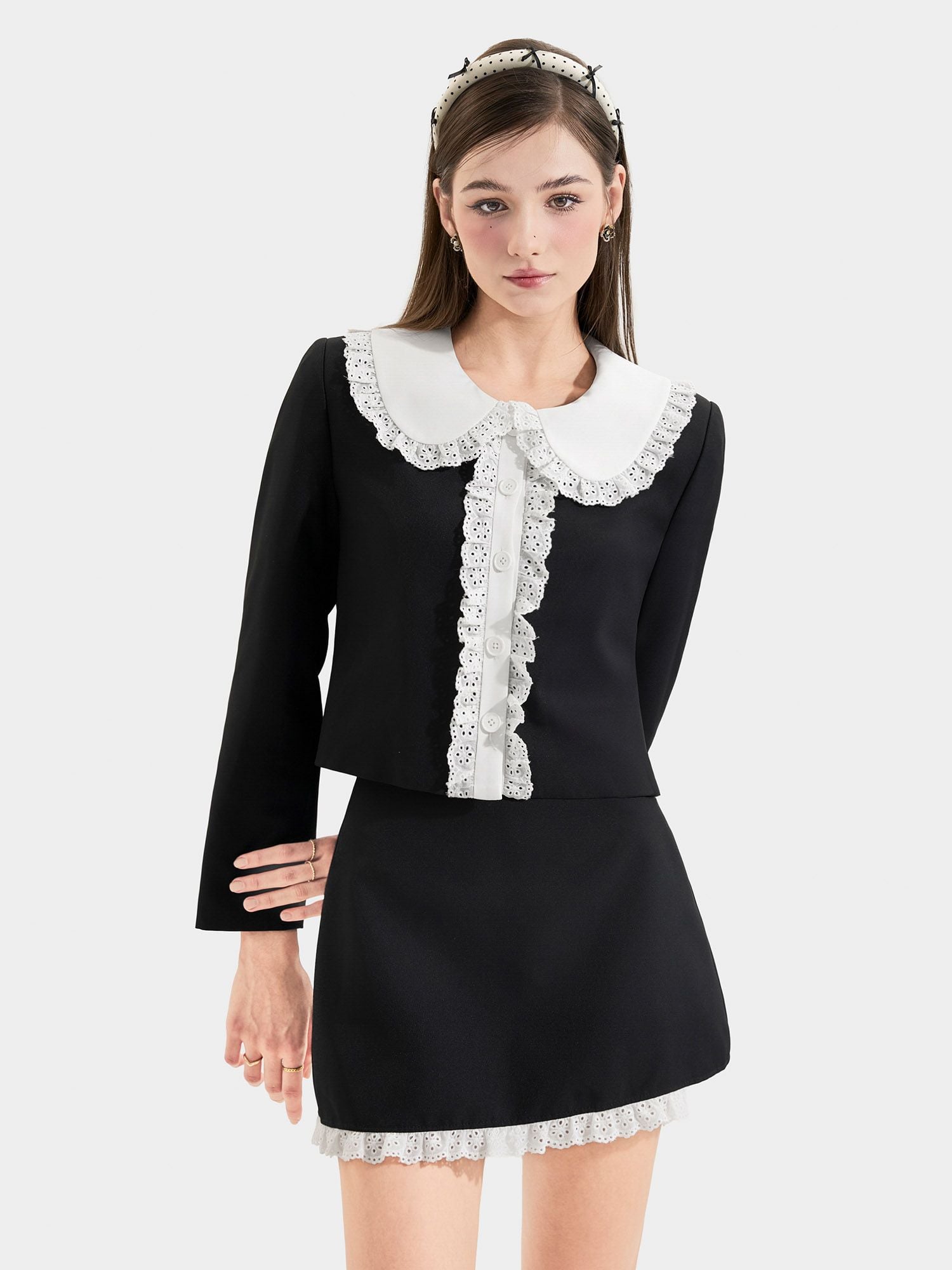 Váy mini form A phối ren lai – MARC