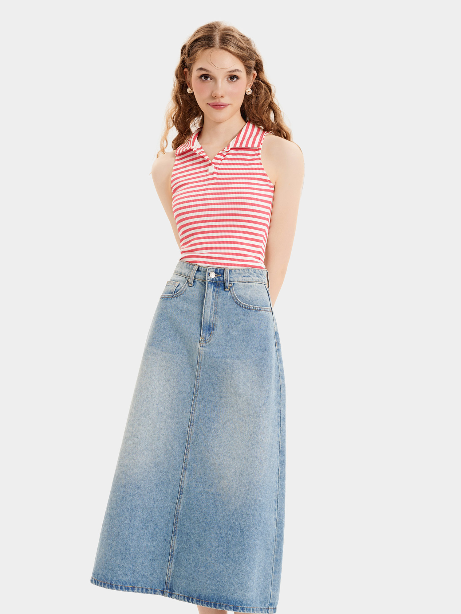 Áo thun sọc form ôm, sát nách cổ polo – MARC