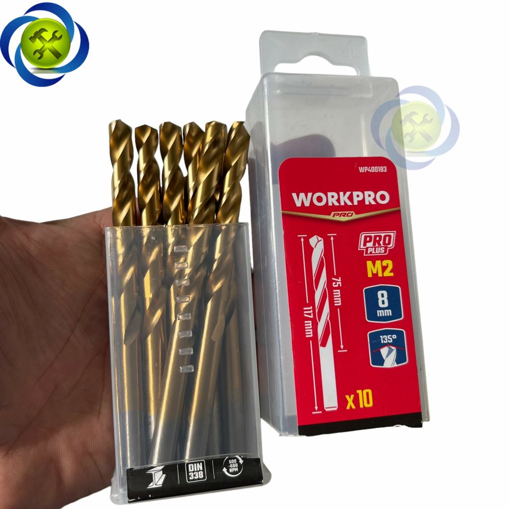 Mũi khoan sắt 8mm chuôi tròn thép HSS Workpro WP400183 (10 mũi hộp) – CÔNG TY TNHH DỤNG CỤ CƠ ...