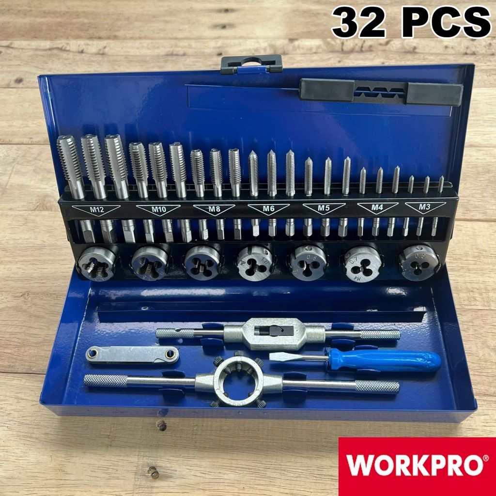 Bộ taro 32 chi tiết Workpro WP309008 (taro ren trong và ngoài M3-M12) – CÔNG TY TNHH DỤNG CỤ CƠ ...