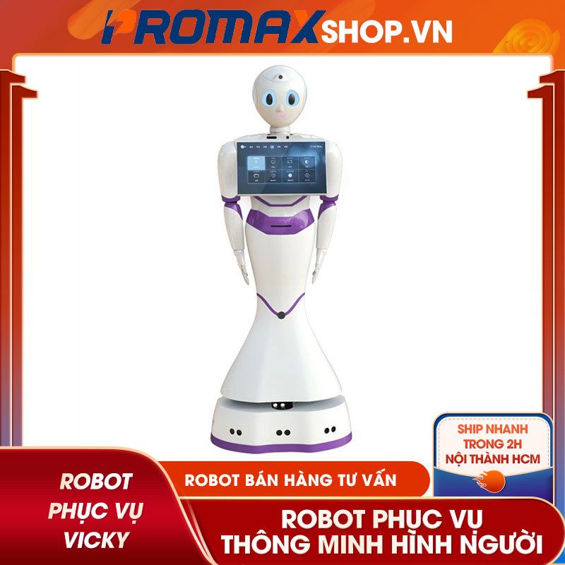Robot phục vụ thông minh Vicky robot bán hàng, lễ tân thông minh ...