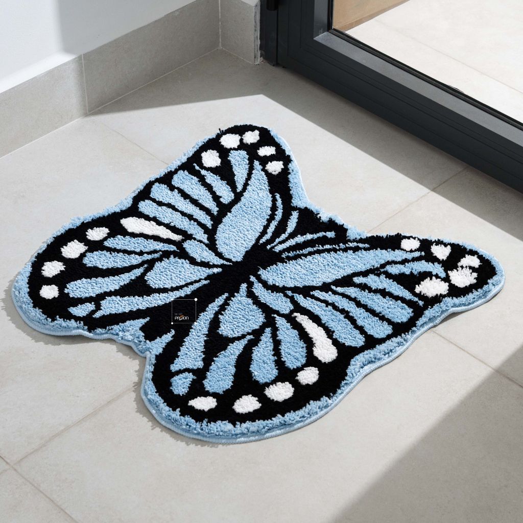 Thảm Lau Chân Dệt Lông Siêu Thấm Decor Các Vị Trí Trong Nhà Bướm Xanh