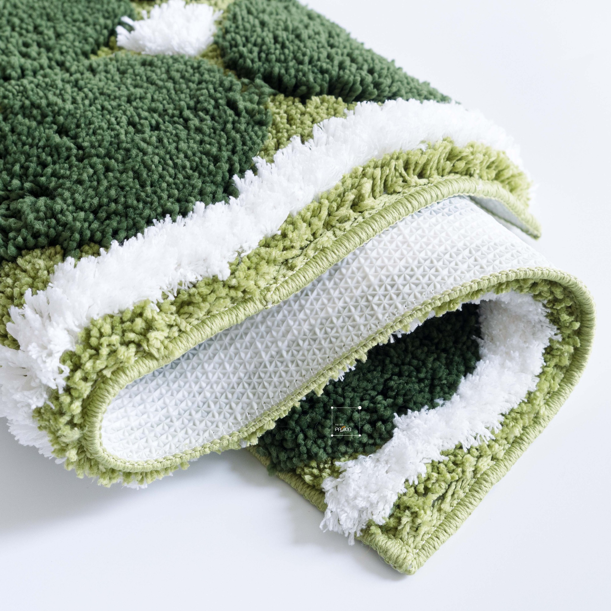 Thảm Lau Chân Dệt Lông Siêu Thấm Decor Các Vị Trí Trong Nhà Lưới Tròn