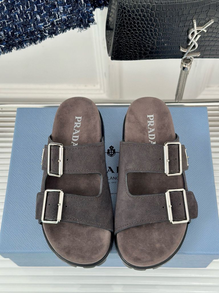 Dép nữ PRADA* quai da bò lộn hai quai dáng khỏe đẹp 1450k Logo tam giá ...
