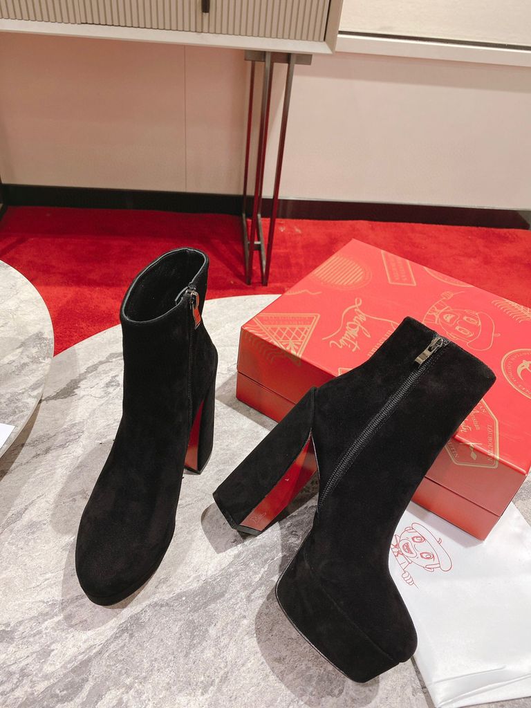 Boot Lou.bou.tin* cao 13cm kiểu đơn giản đẹp dễ đi da lộn và da lỳ 235 ...