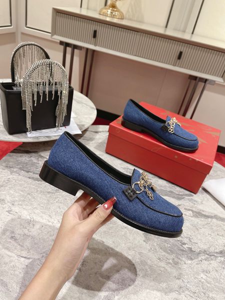 Giày nữ Loafer Lou.bou.tin* chất denim lót da bê cao cấp kiểu đẹp mẫu ...