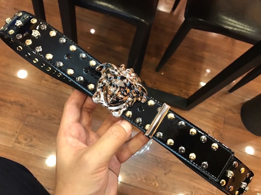 Belt nam VERSACE mặt logo dây da bóng tán đinh đẹp sang hàng độc SIÊU ...