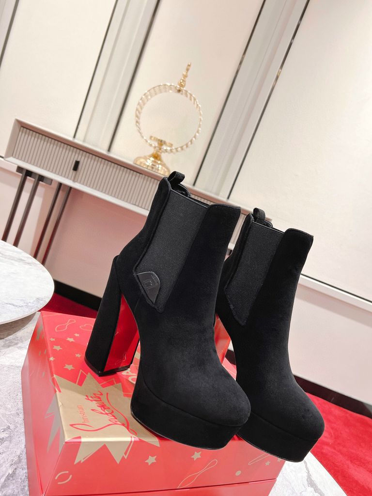Boot Lou.bou.tin* cao 13cm kiểu đơn giản đẹp dễ đi da lộn và da lỳ 235 ...