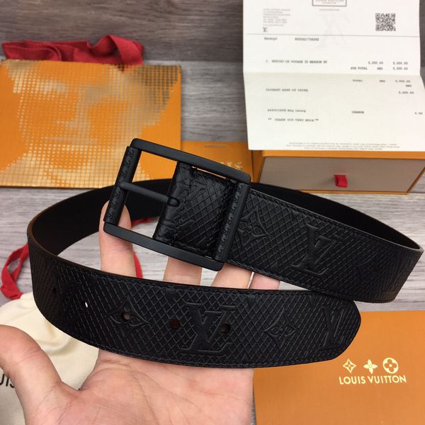 Belt nam LV* bản 4cm dây da bò in hoạ tiết lưới Monogram nổi đẹp độc S ...