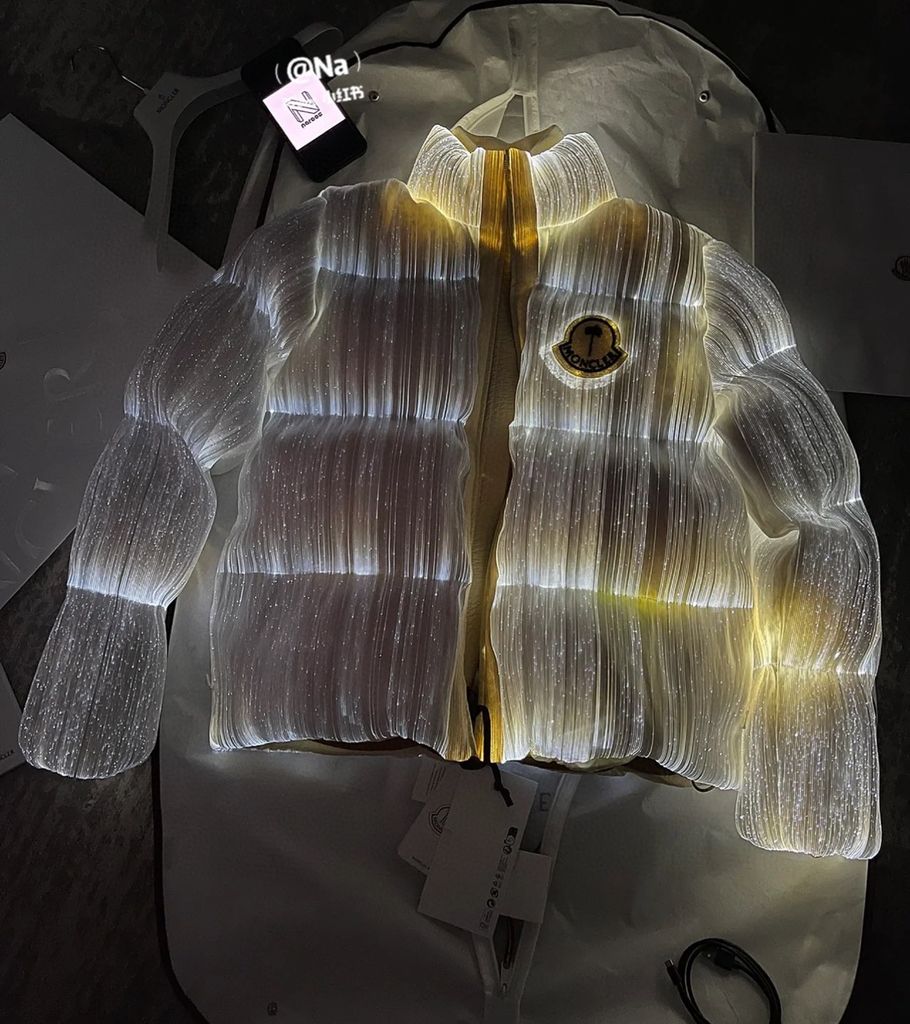 Áo khoác nam nữ moncler* Palm Angels hiệu ứng đường ánh sáng đèn led h ...
