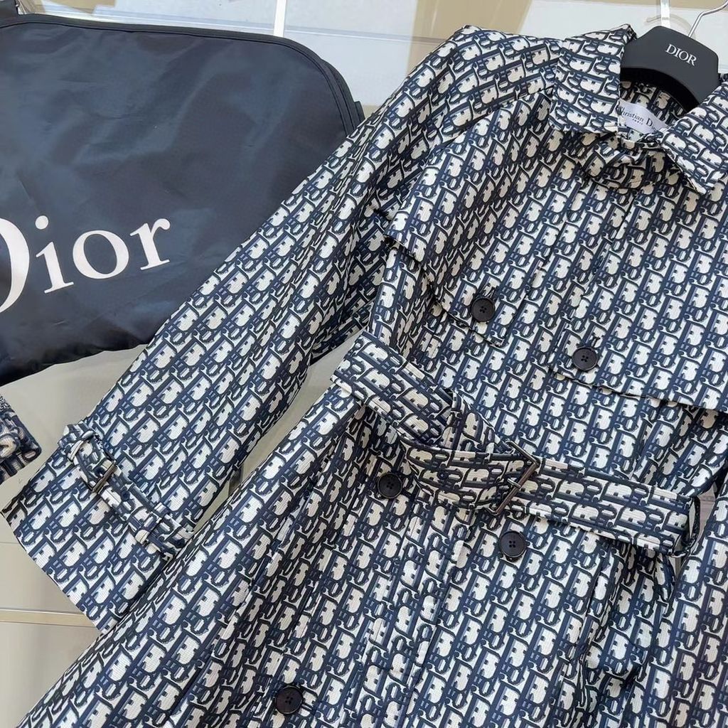 Áo măng tô nữ Dior* hoạ tiết oblique đẹp sang VIP 1:1 2300k áo gió dà ...