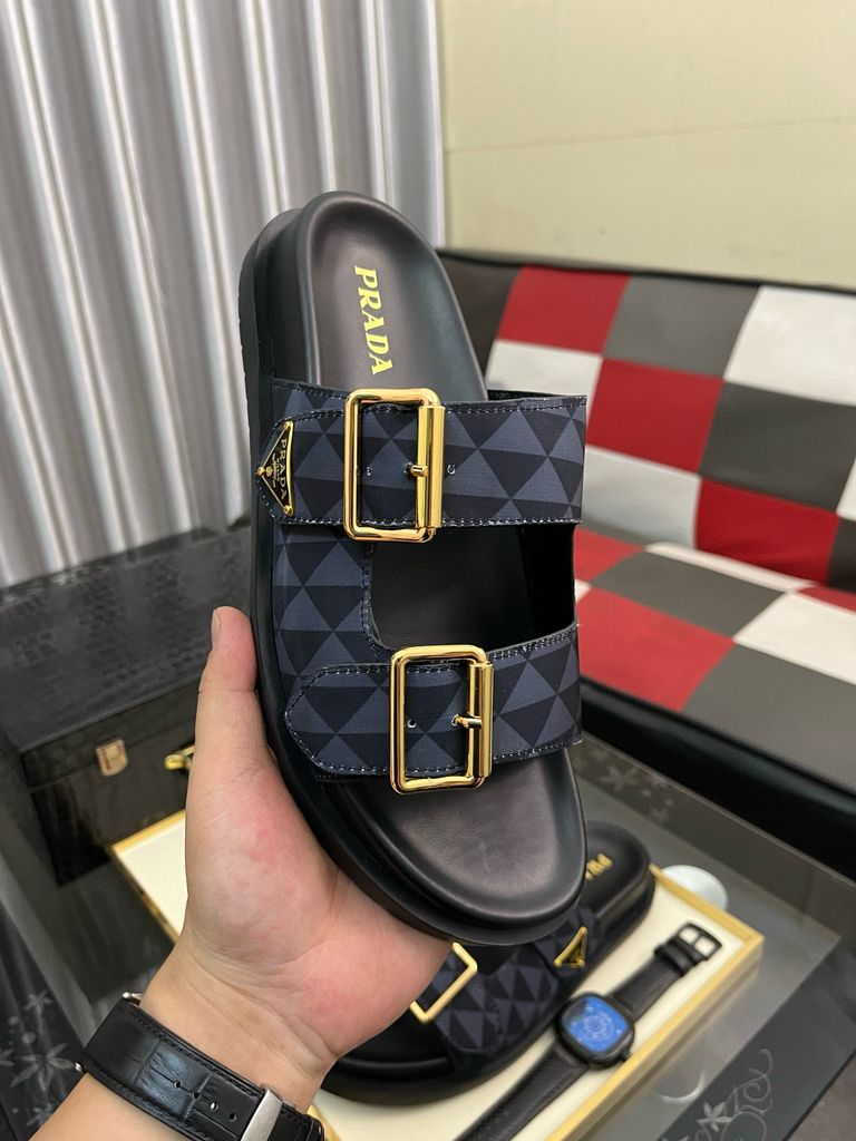 Dép nam PRAD* hai quai vải hoạ tiết Logo 2 màu 1150k thương hiệu cao ...