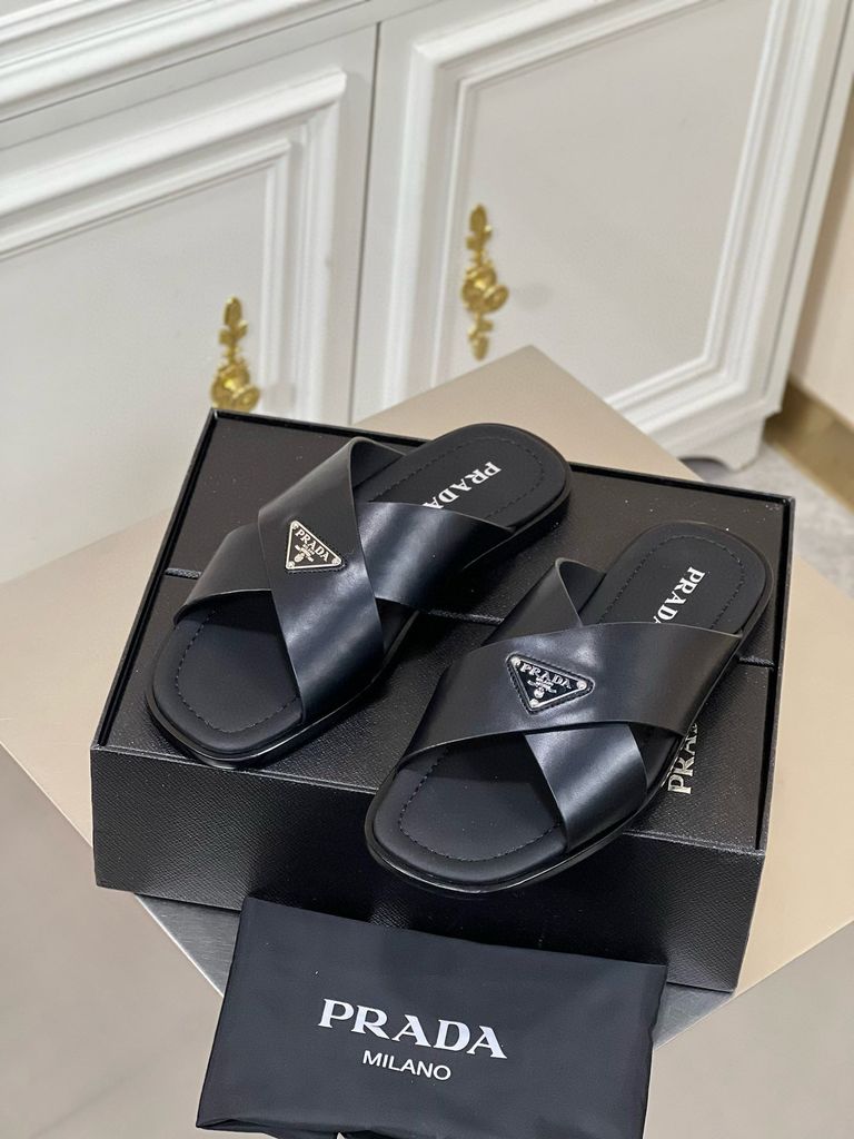 Dép nam PRADA* quai Đan chéo da bò cao cấp VIP 1:1 2150k mới･･Dép và ...