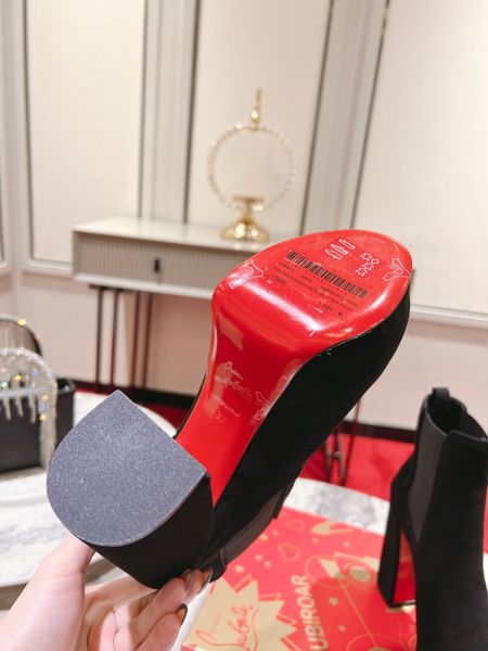 Boot Lou.bou.tin* cao 13cm kiểu đơn giản đẹp dễ đi da lộn và da lỳ 235 ...