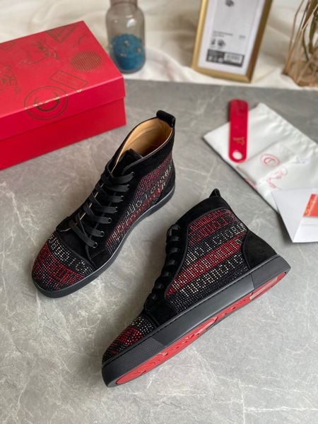 Sneaker Lou.bou.tin* cao cổ nam nữ đính full đá hình chữ đẹp VIP 1:1 2 ...