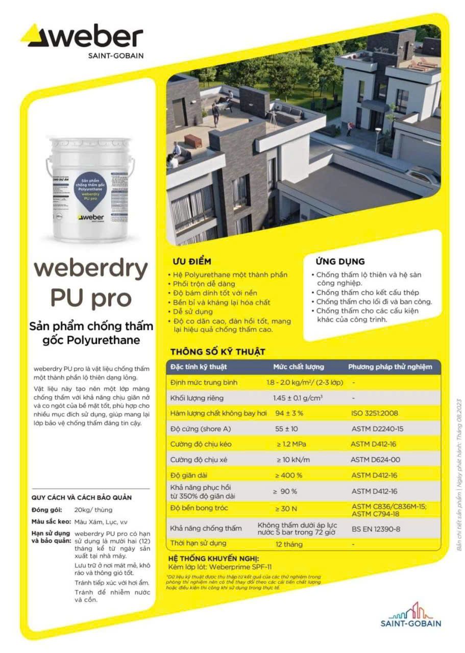 Chống Thấm Gốc Polyurethane Weber Dry PU Pro – BeeMat