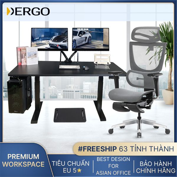 Combo Bàn Ghế Công Thái Học Premium Workspace
