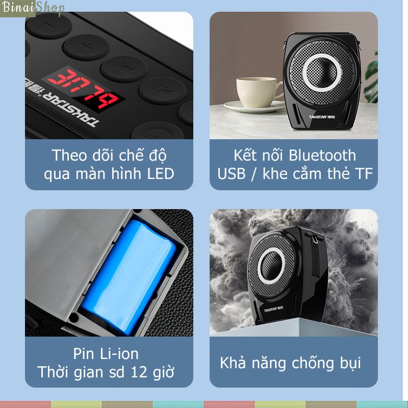 Takstar E8W - Máy Trợ Giảng Không Dây UHF, Bluetooth, Công Suất 18W – BINAI