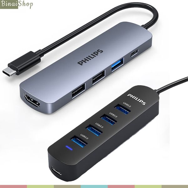 Philips SWR1607R / SWR1526B - Hub Type-C To HDMI 4K, USB A, PD 100W – BINAI