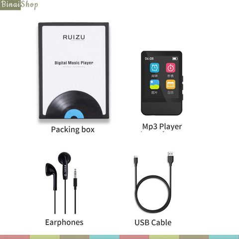 Ruizu M16 - Máy Nghe Nhạc HiFi, Bluetooth 5.0, Loa Ngoài – BINAI