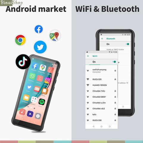 Ruizu Z80 - Máy Nghe Nhạc Kết Nối Wifi, Bluetooth, Android 8.1 – BINAI