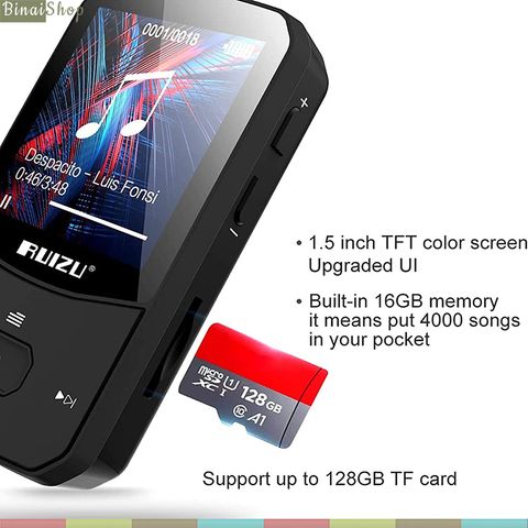 Ruizu X50 / Ruizu X52 - Máy Nghe Nhạc Bluetooth Thể Thao (8GB) – BINAI