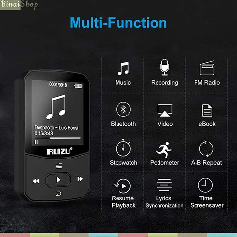 Ruizu X50 / Ruizu X52 - Máy Nghe Nhạc Bluetooth Thể Thao (8GB) – BINAI