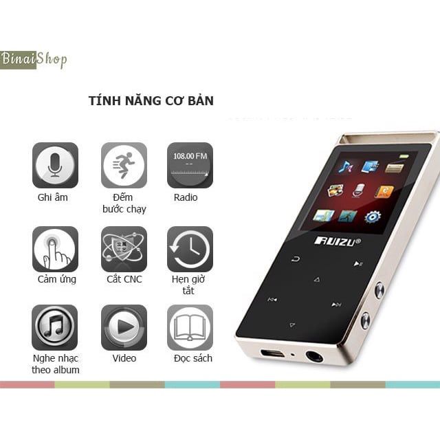 Máy nghe nhạc thể thao HiFi 2018 Ruizu D01 – BINAI