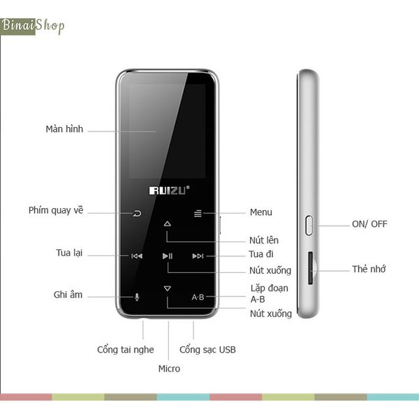Máy nghe nhạc Lossless HiFi Ruizu X16 – BINAI