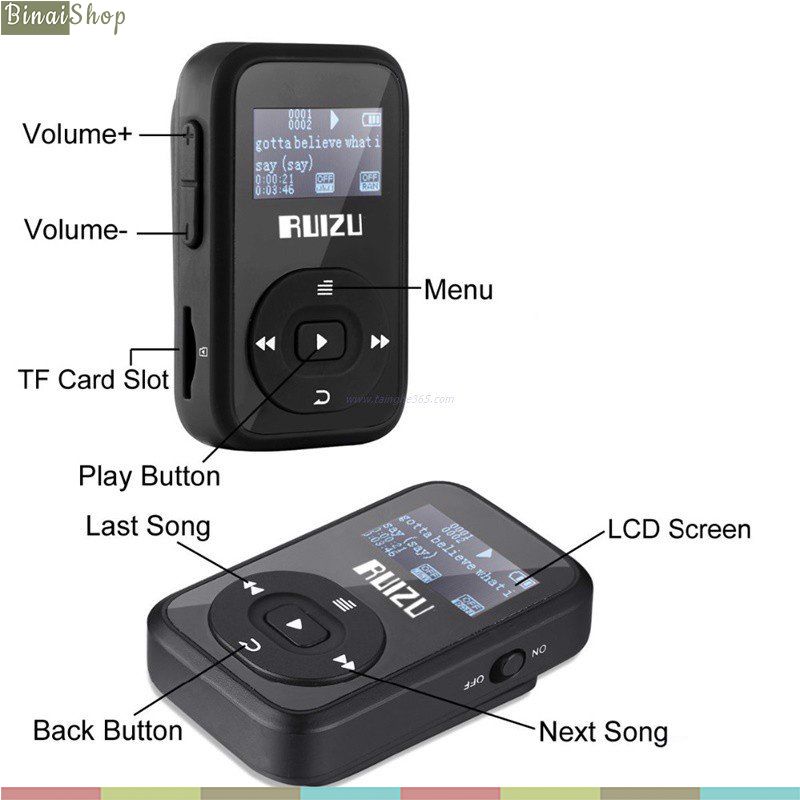 Ruizu X26 - Máy Nghe Nhạc Lossless Thể Thao, Bluetooth 4.0 (8GB) – BINAI