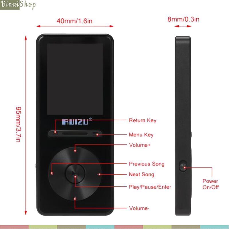 Ruizu X29 - Máy Nghe Nhạc Lossless, Bluetooth 5.0 – BINAI