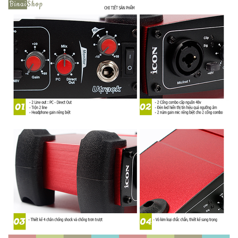 Soundcard thu âm USB có hiệu ứng âm thanh ảo ICON Utrack VST – BINAI