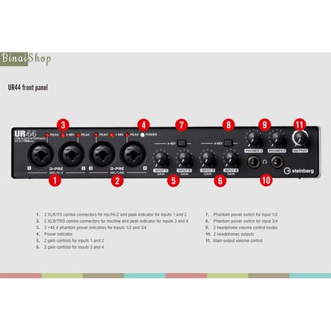 Sound Card USB thu âm 4 cổng Steinberg UR44 – BINAI