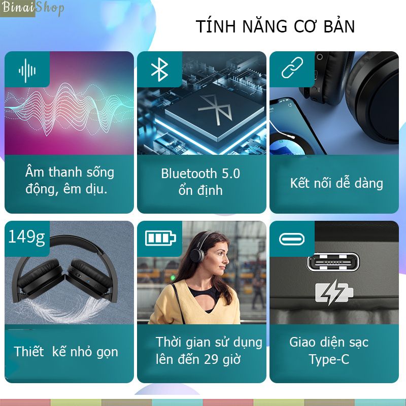 Philips TAH4205 - Tai Nghe Over-Ear, Bluetooth 5.0, Hỗ Trợ Đàm Thoại – BINAI