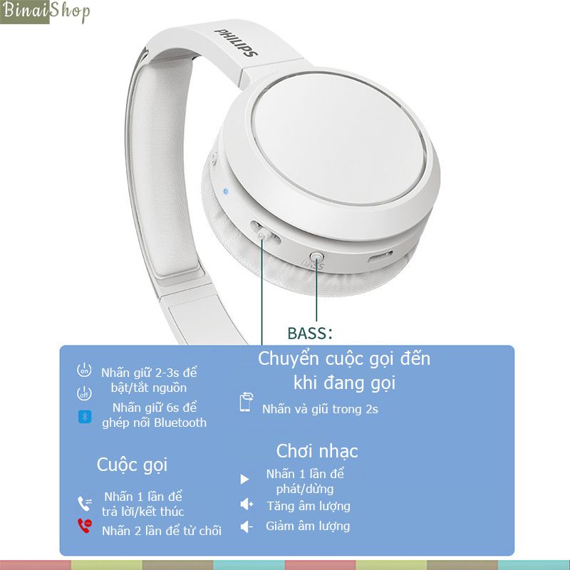 Philips TAH4205 - Tai Nghe Over-Ear, Bluetooth 5.0, Hỗ Trợ Đàm Thoại ...